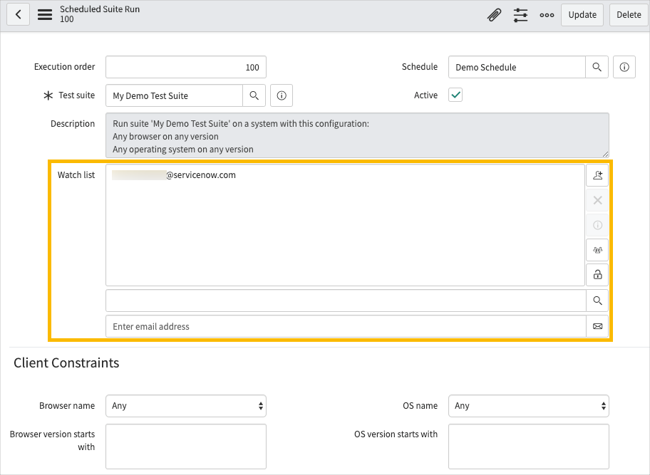 Scheduled Test Notifications | ServiceNow Developers