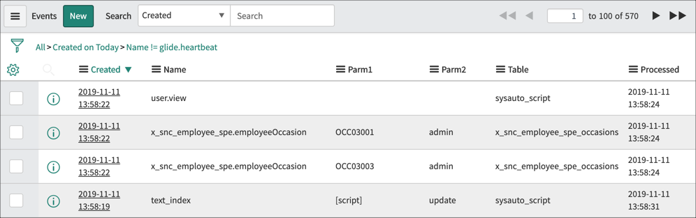 Checking for Events | ServiceNow Developers