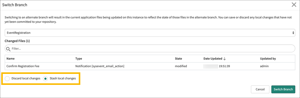 Switching Branches | ServiceNow Developers