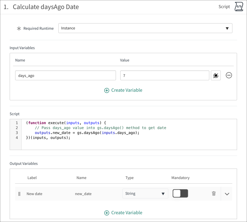 Exercise: Add Action Inputs and Outputs | ServiceNow Developers