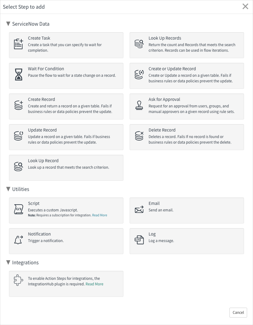 Adding Steps | ServiceNow Developers