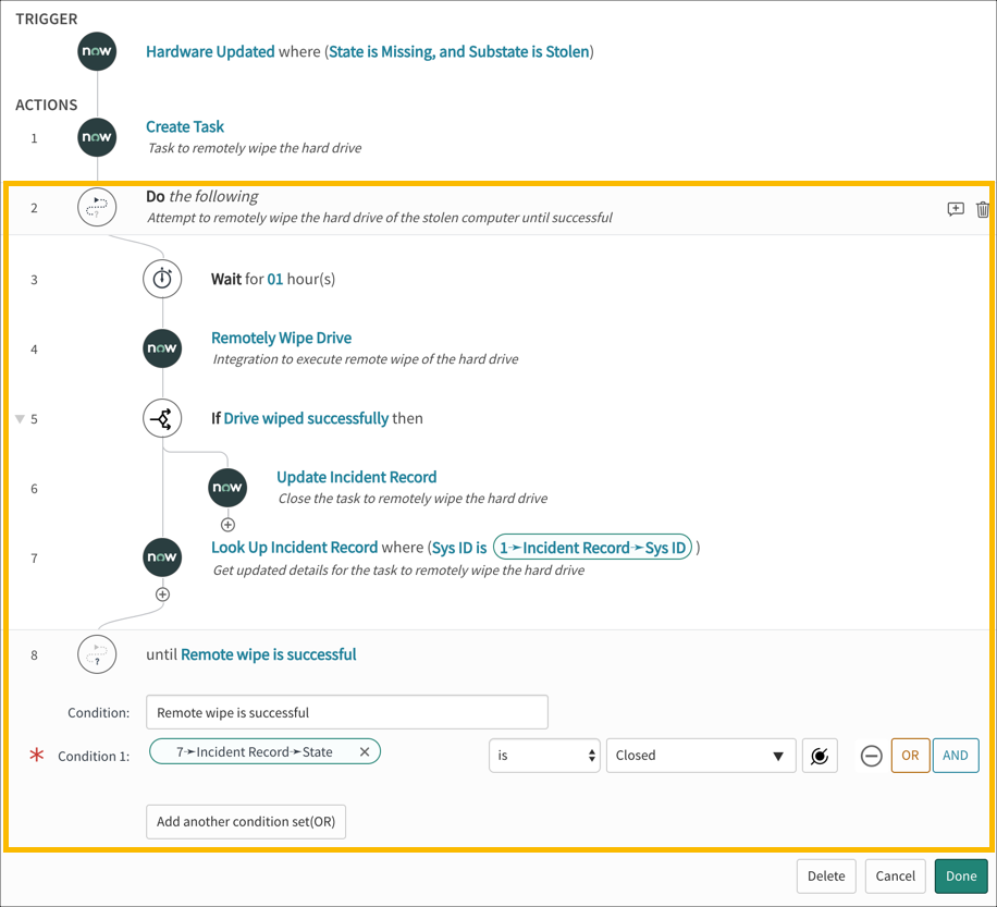 Adding Do the Following Until Branches | ServiceNow Developers