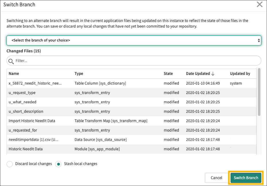 Loading Your Saved Work | ServiceNow Developers