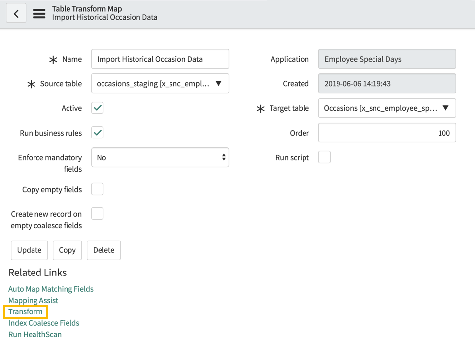 Run a Transform Map | ServiceNow Developers