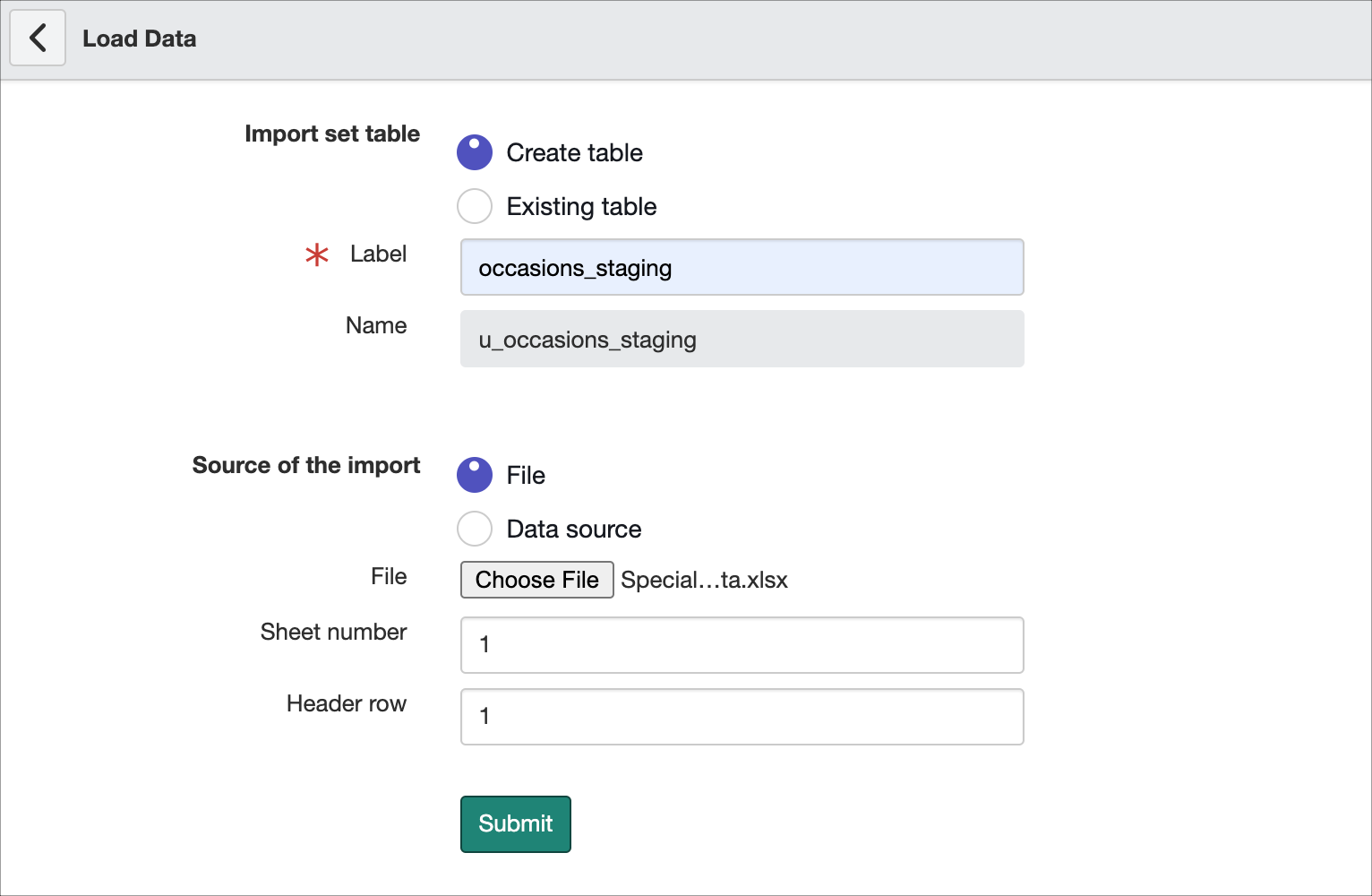 Load Data | ServiceNow Developers