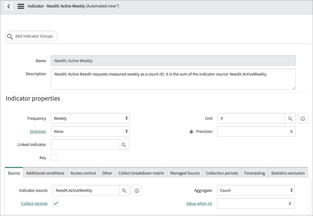 Exercise: Create Automated Indicators | ServiceNow Developers