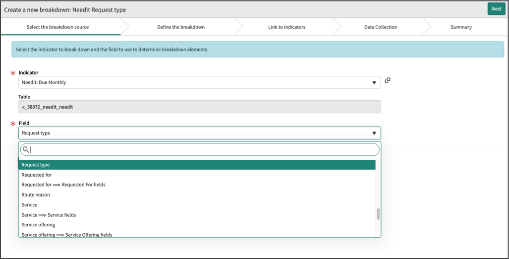 Creating Breakdowns | ServiceNow Developers