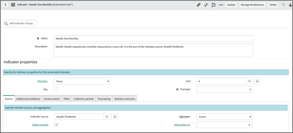 Automated Indicators | ServiceNow Developers