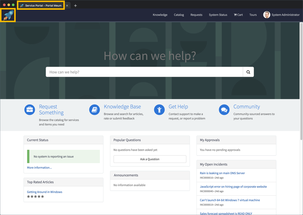 Exercise: Create a Portal | ServiceNow Developers