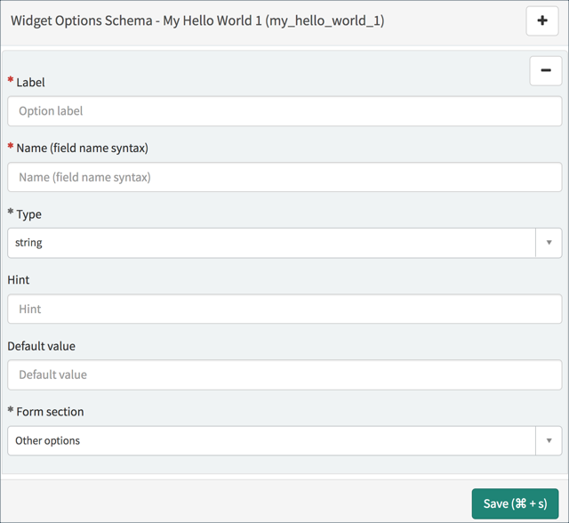 Widget Option Schema | ServiceNow Developers