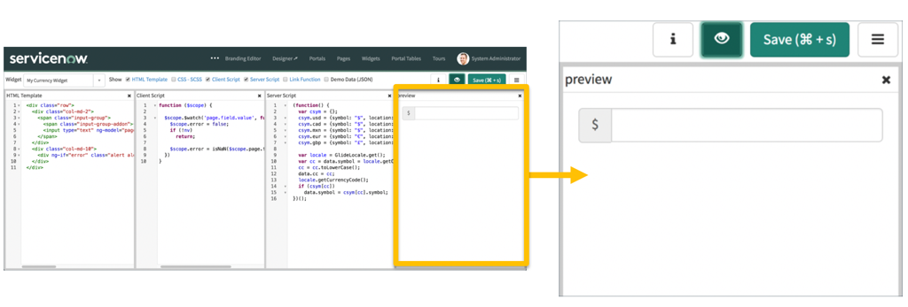Previewing Widgets | ServiceNow Developers