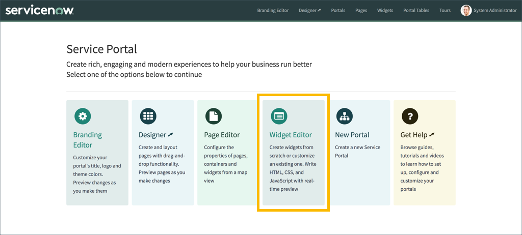 Exercise: Widget Editor Basics | ServiceNow Developers